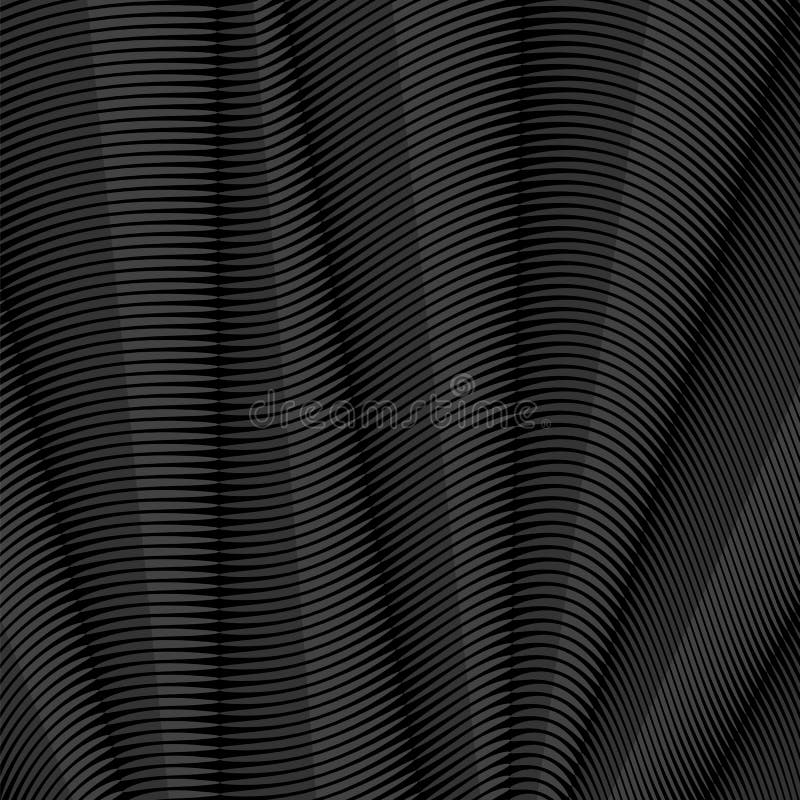 Grey Striped Pattern. Wavy Ribbons on Dark Background Stock Vector ...