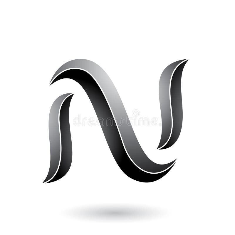 Grey Striped Snake Shaped Letter N Vector Illustration Stock Vector ...
