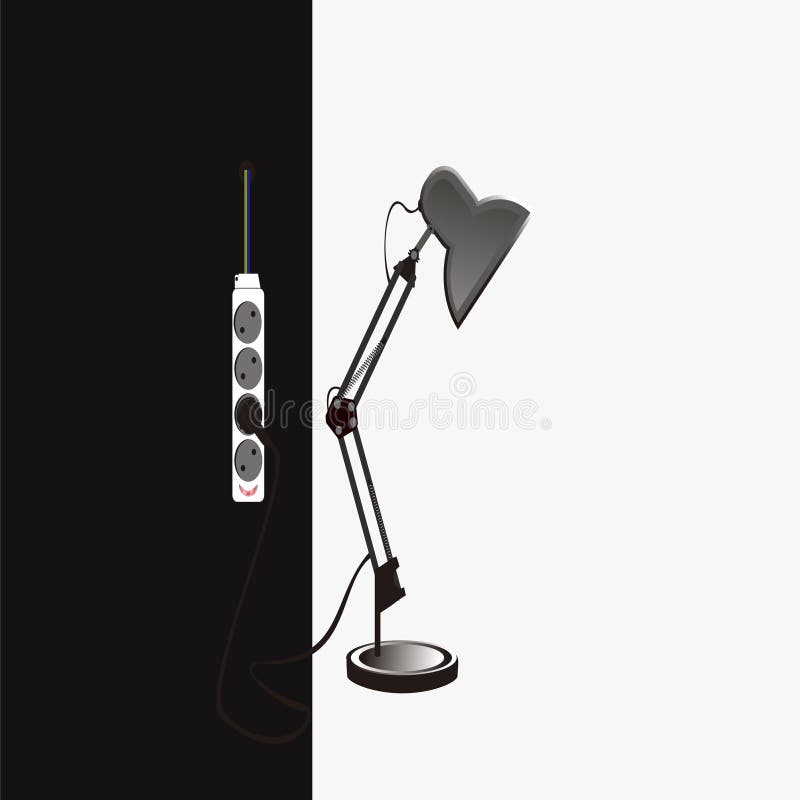 Grey Study Lamp with No Light Stock Illustration - Illustration of ...