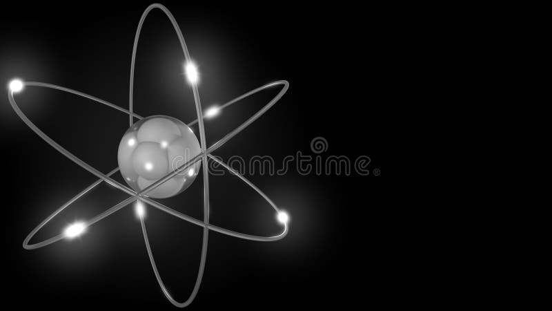 Grey Stylized Atom and Electron Orbits. Scientific Motion Background ...