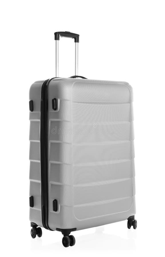 Grey Suitcase for Travelling Stock Photo - Image of tourism, ready ...