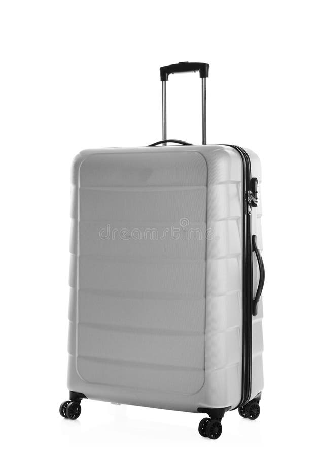 Grey Suitcase for Travelling Stock Photo - Image of moving, travelling ...