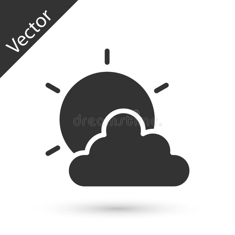 Grey Sun and Cloud Weather Icon Isolated on White Background. Vector ...