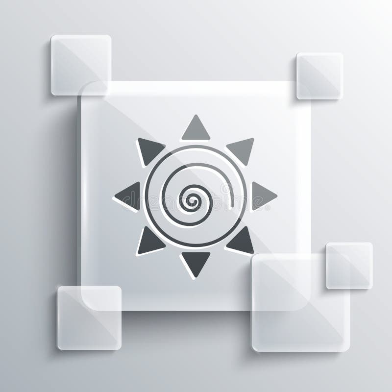 Grey Sun Icon Isolated on Grey Background. Square Glass Panels Stock ...