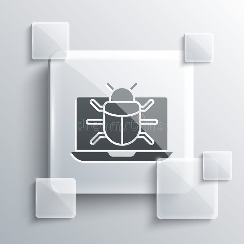 Grey System Bug on Monitor Icon Isolated on Grey Background. Code Bug ...