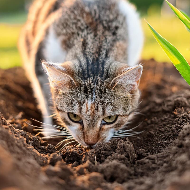 Grey Cat Digging, AI Generated Stock Illustration - Illustration of ...