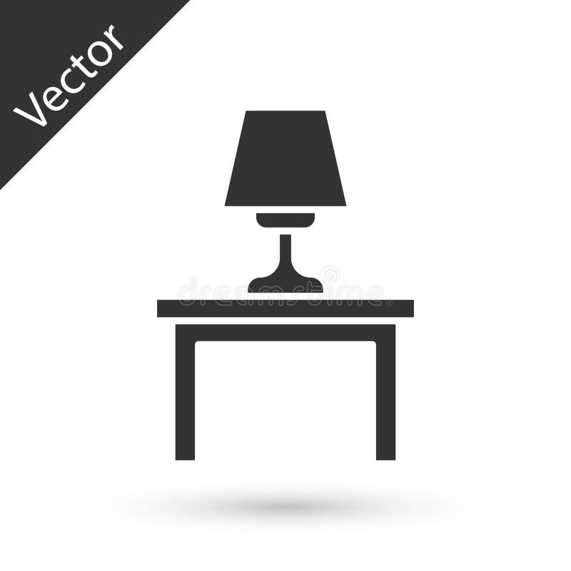 Grey Table Lamp on Table Icon Isolated on White Background. Vector ...