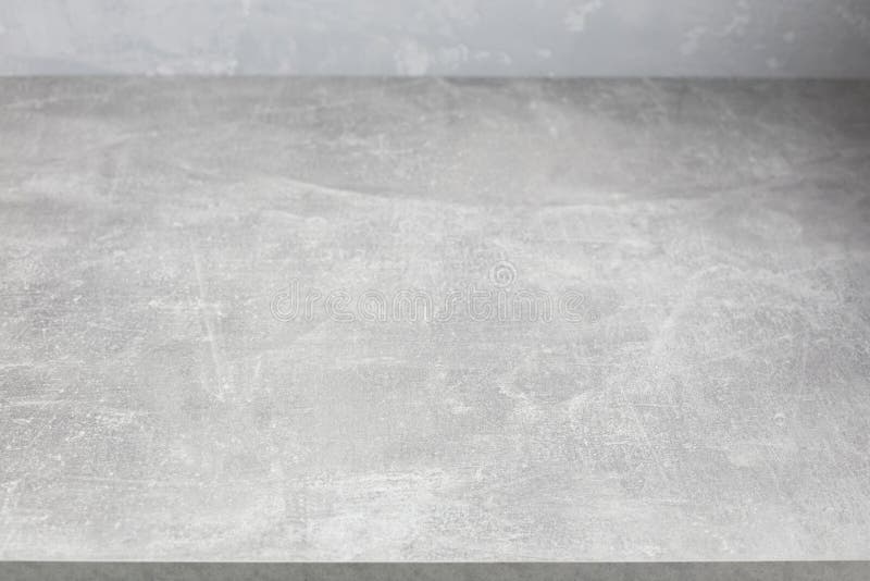 Grey Table Top and Wall Background Texture. Front View of Tabletop and ...