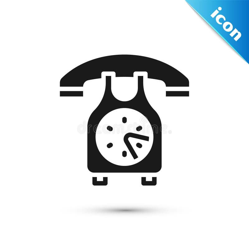 Grey Telephone Icon Isolated on Grey Background. Landline Phone. Square ...