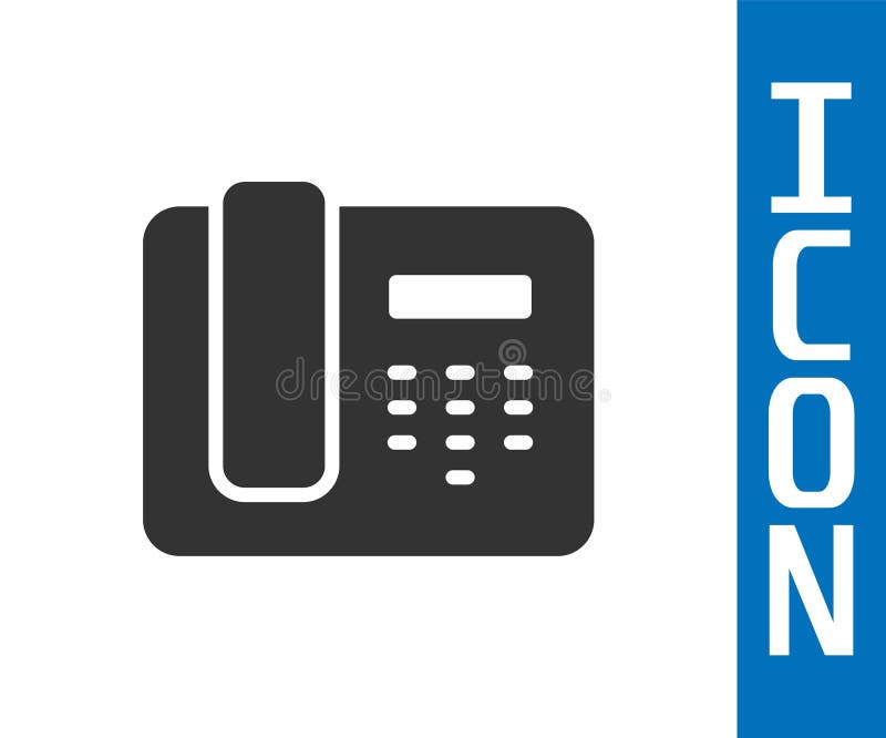 Grey Telephone Icon Isolated on Grey Background. Landline Phone. Square ...