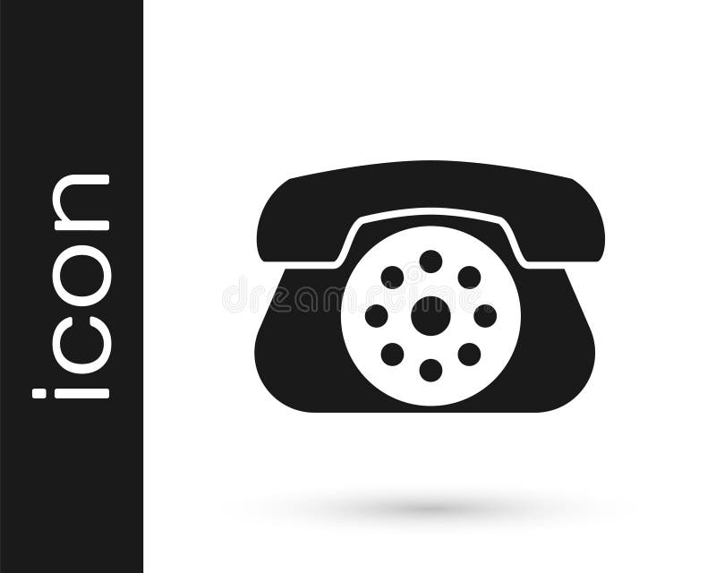 Grey Telephone Icon Isolated on Grey Background. Landline Phone. Square ...