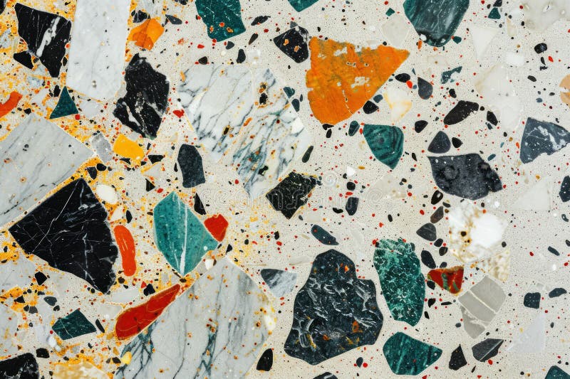 Grey Terrazzo Particles Pattern on Floor Surface. Detailed Photo ...