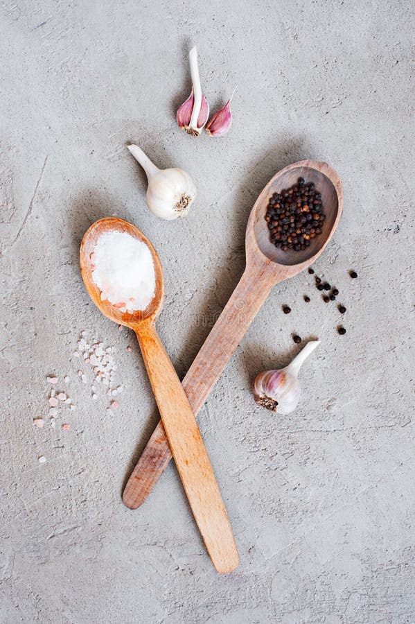 Grey Textured Table with Classical Condiments Stock Image - Image of ...