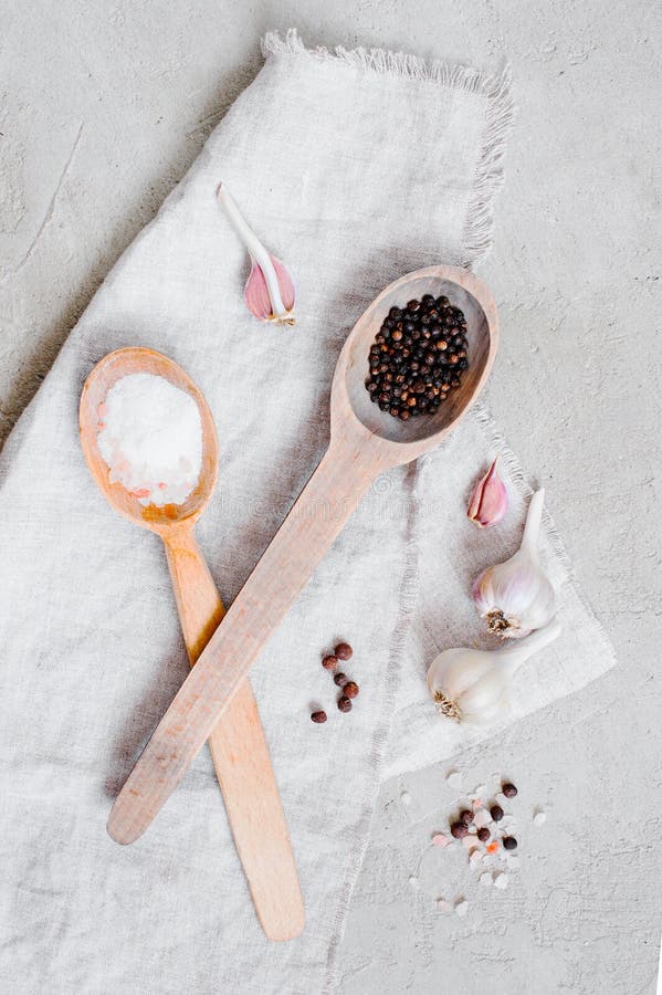 Grey Textured Table with Classical Condiments Stock Image - Image of ...