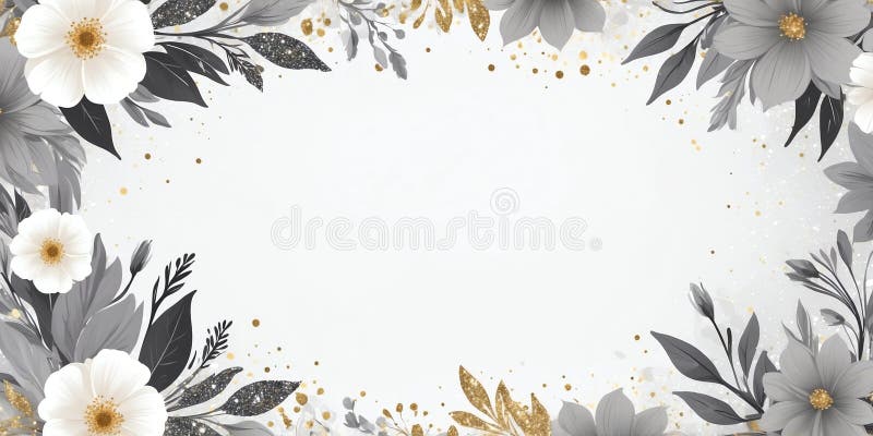 Grey Theme Floral Border with White Lining and White S Ai Generated ...