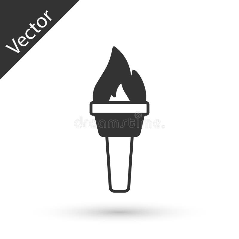 Grey Torch Flame Icon Isolated on White Background. Symbol Fire Hot ... Grey Torch Flame Icon Isolated on White Background. Symbol Fire Hot ...