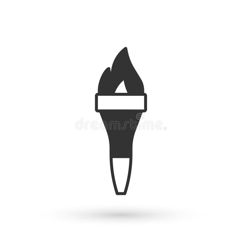 Grey Torch Flame Icon Isolated on White Background. Symbol Fire Hot ... Grey Torch Flame Icon Isolated on White Background. Symbol Fire Hot ...