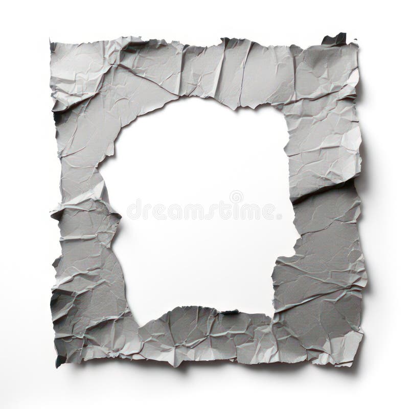 Grey Torn Cardboard Frame Isolated on White Created with Generative AI ...
