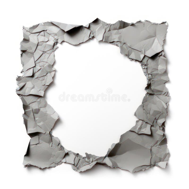 Grey Torn Cardboard Frame Isolated on White Created with Generative AI ...