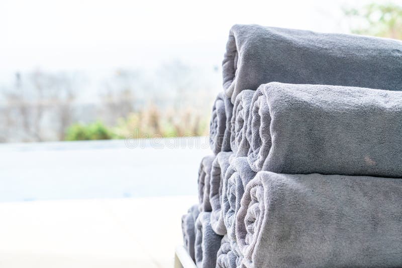 Grey towel stack stock photo. Image of clean, textile - 158227120