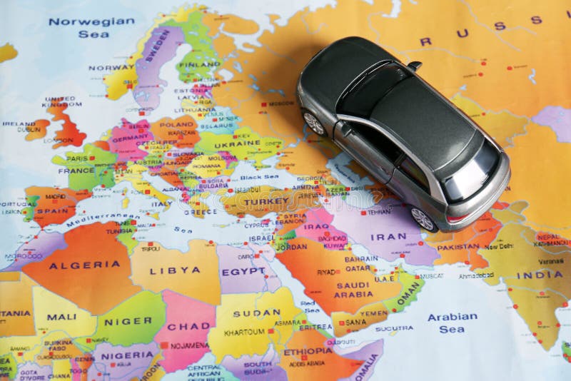 Toy Car on World Map. Trip Planning Stock Image - Image of business ...