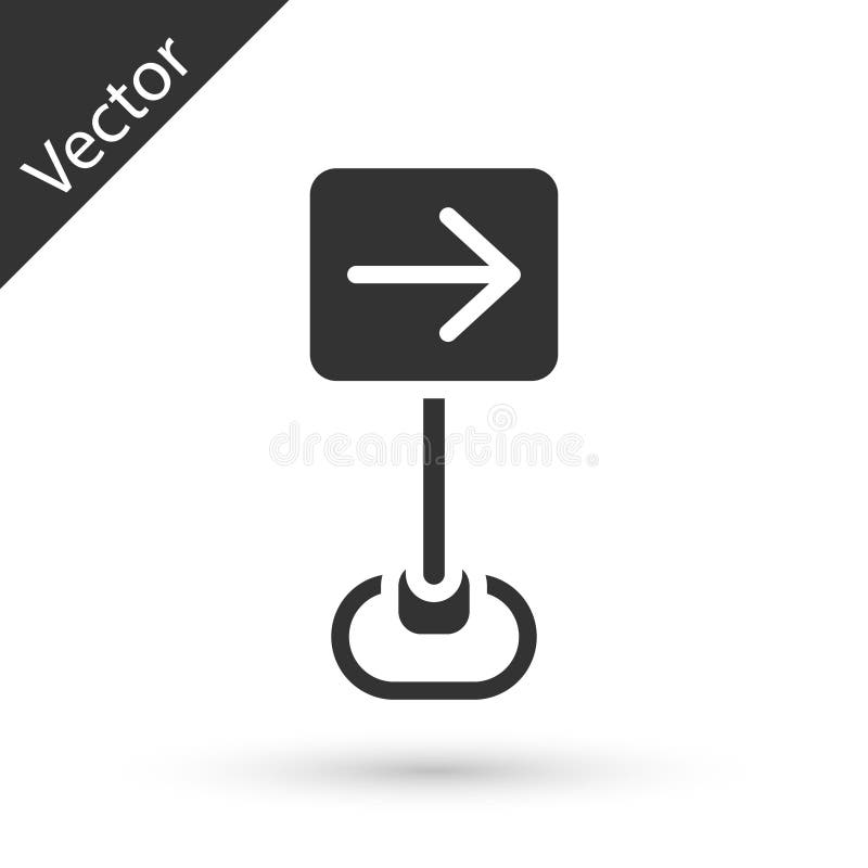 Grey Traffic Sign Turn Right Warning Attention Icon Isolated on White ...