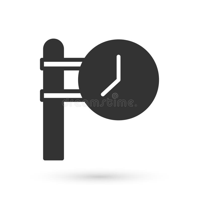 Grey Train Station Clock Icon Isolated on White Background. Vector ...