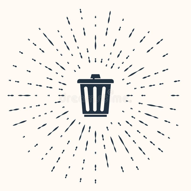 Grey Trash Can Icon Isolated on Beige Background. Garbage Bin Sign ...