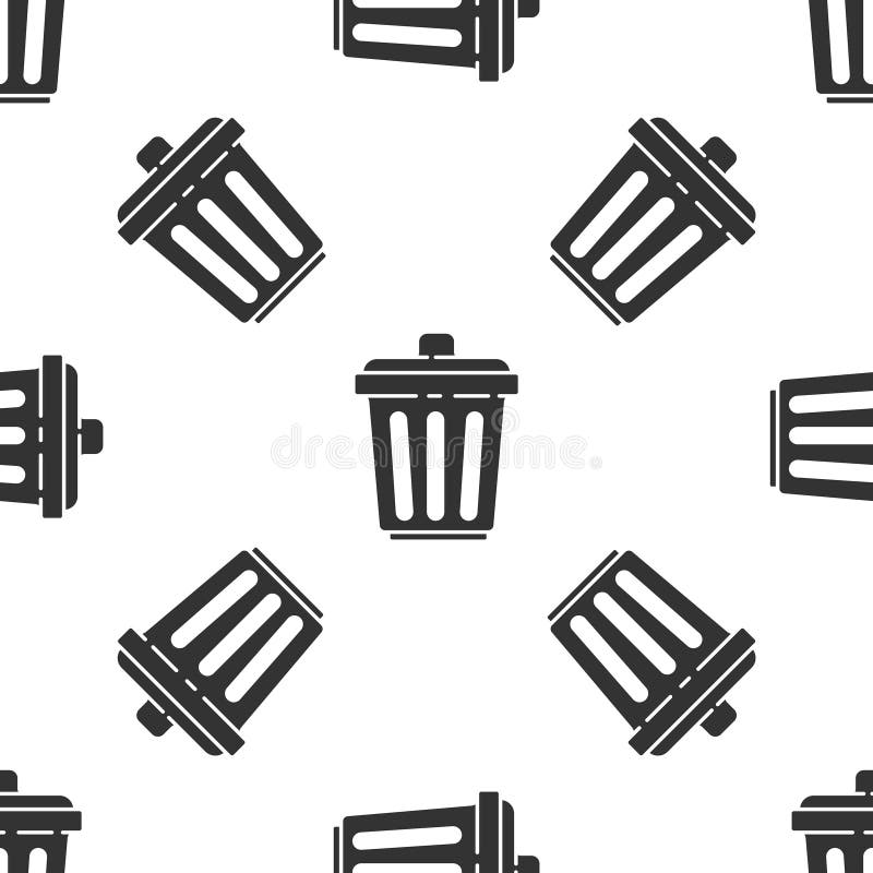 Grey Trash Can and Garbage Bag Icon Isolated on White Background ...