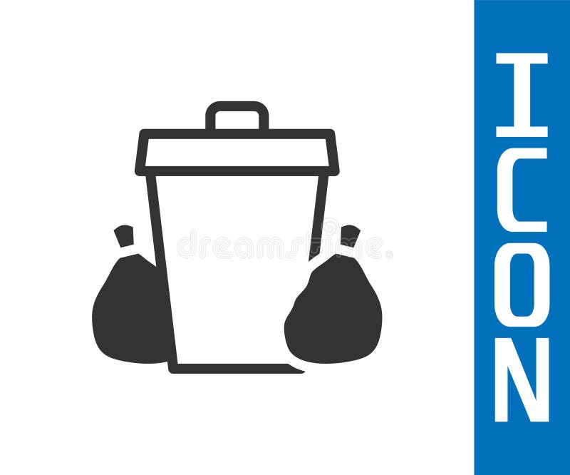 Grey Trash Can Icon Isolated on Grey Background. Garbage Bin Sign ...