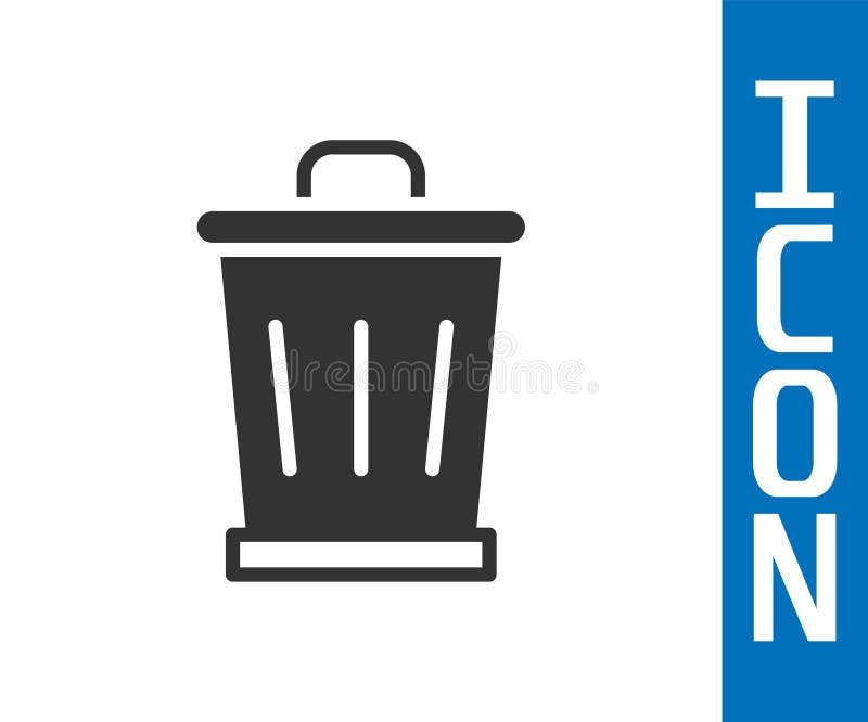 Grey Recycle Bin with Recycle Symbol Icon Isolated on White Background ...