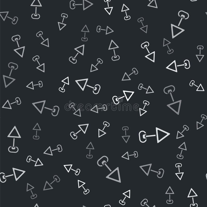Grey Triangle Warning Blank Icon Isolated Seamless Pattern on Black ...