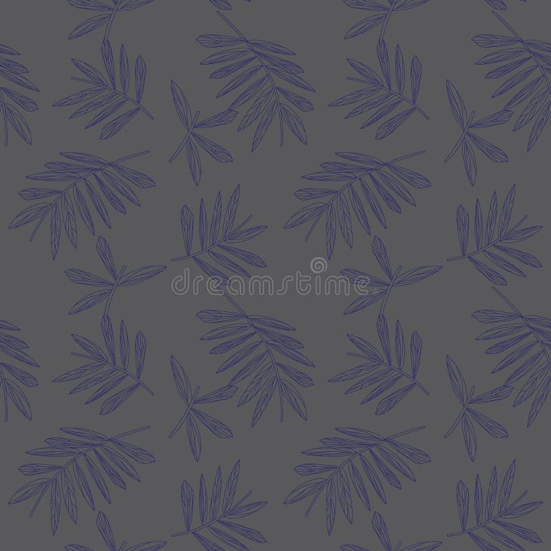 Grey Tropical Botanical Leaf Seamless Pattern Background Stock Vector ...
