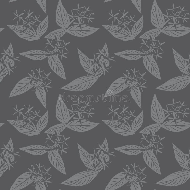 Grey Tropical Botanical Leaf Seamless Pattern Background Stock Vector ...