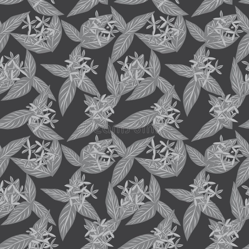 Grey Tropical Botanical Leaf Seamless Pattern Background Stock Vector ...