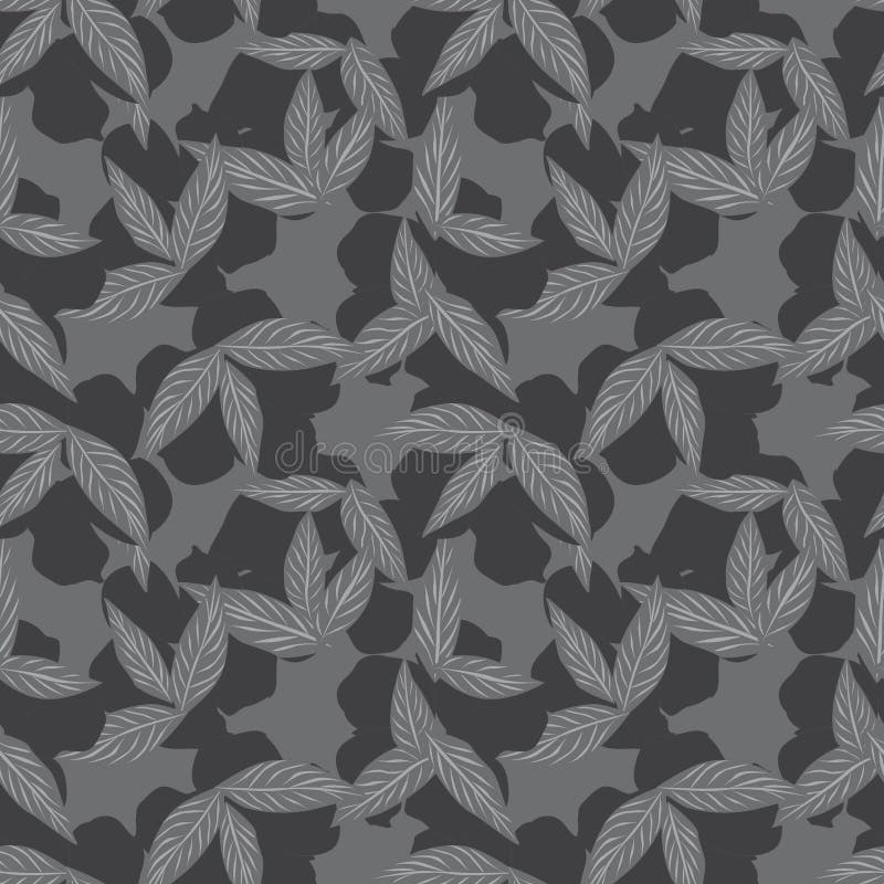 Grey Tropical Botanical Leaf Seamless Pattern Background Stock Vector ...