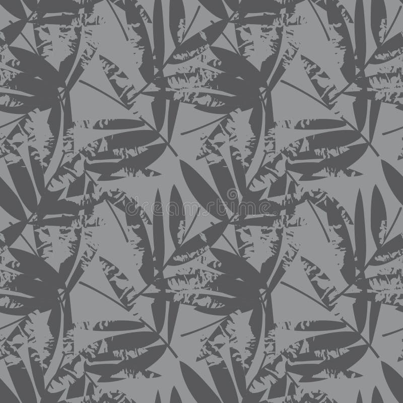 Grey Tropical Botanical Leaf Seamless Pattern Background Stock Vector ...