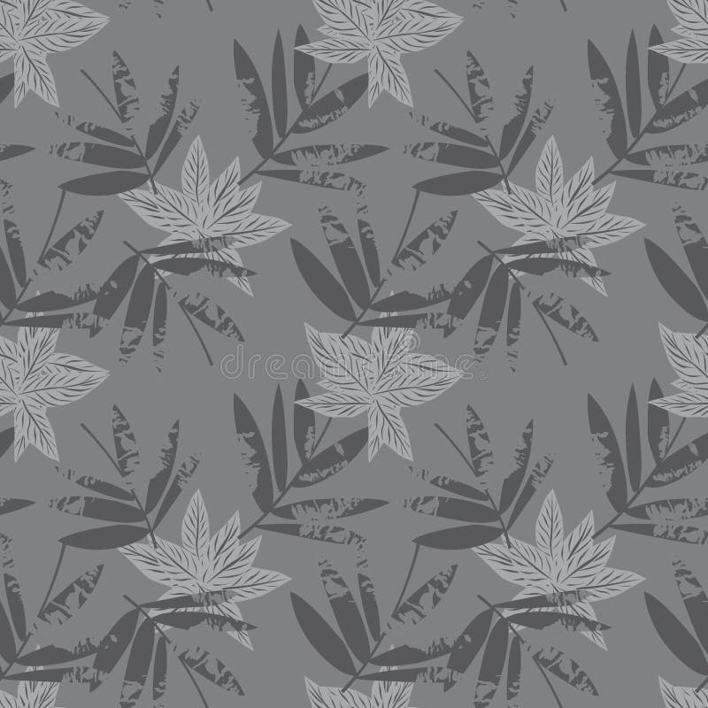 Grey Tropical Botanical Leaf Seamless Pattern Background Stock Vector ...