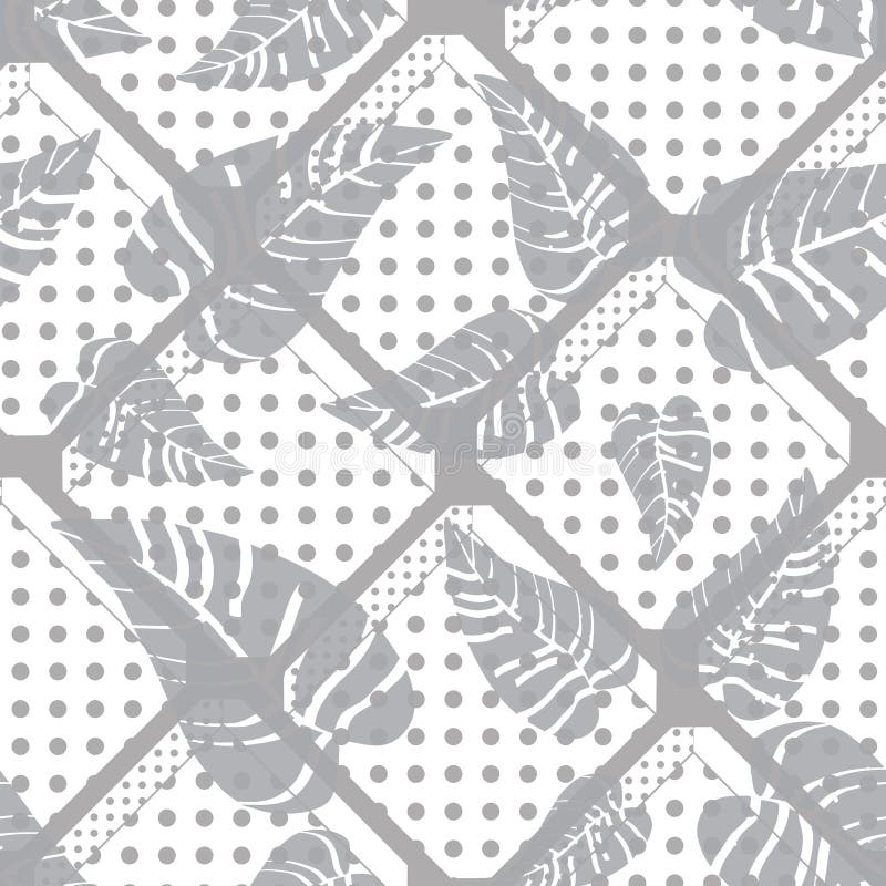 Grey Tropical Leaves Seamless Pattern. Wrapping Paper, Fabric Print ...