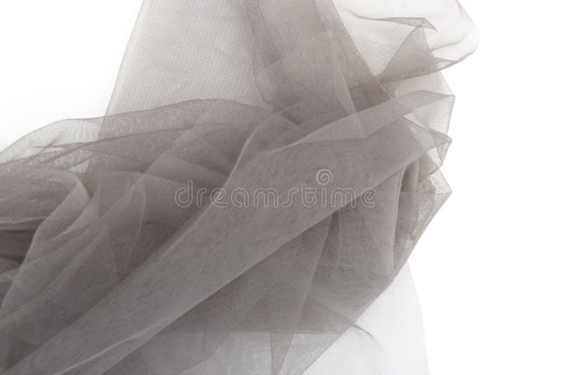 Grey Tulle Fabric Isolated on White Background. Stock Image - Image of ...