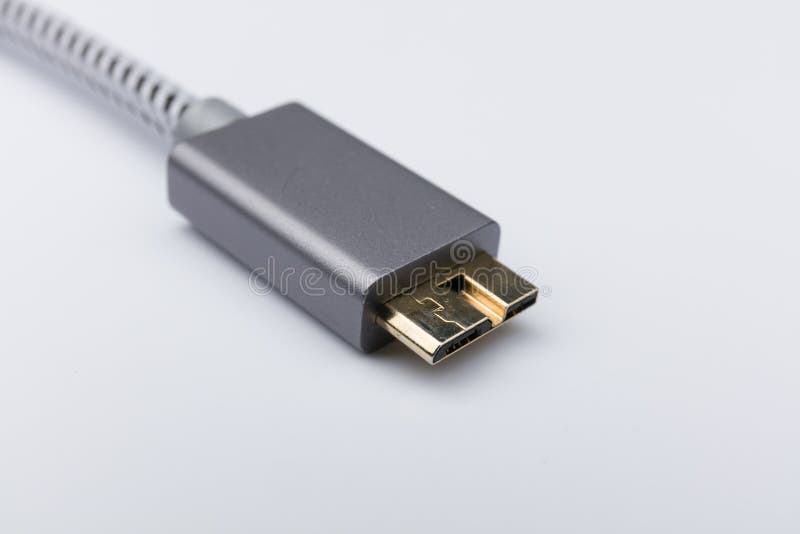 Grey USB Cable on a White Background Stock Image - Image of grey ...
