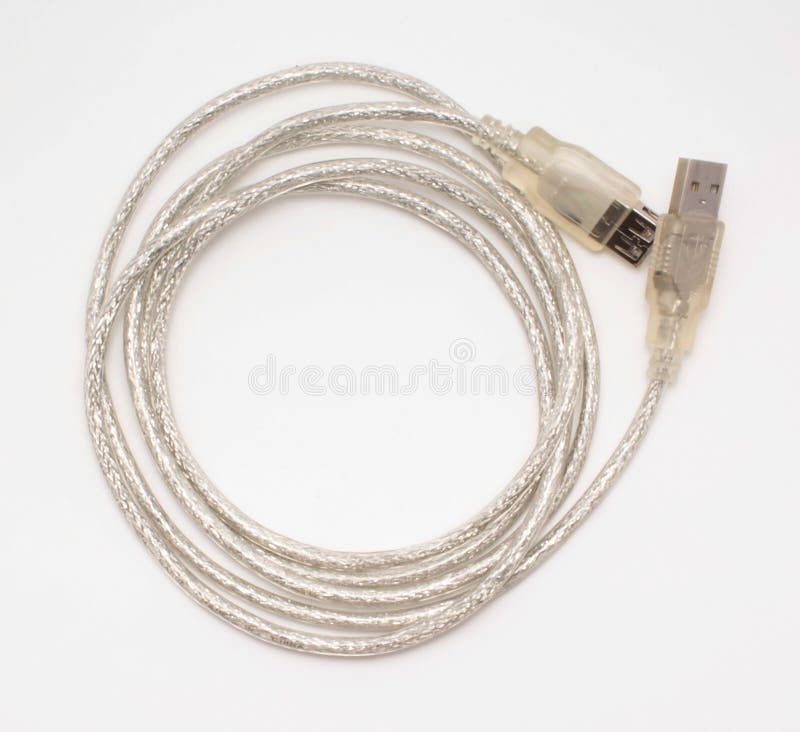 Grey USB Cable on White Background Stock Image - Image of shining ...