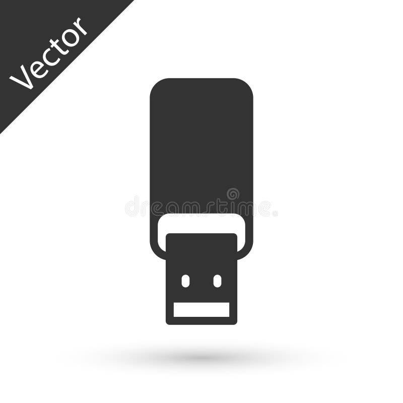 Grey USB Flash Drive Icon Isolated on White Background. Vector Stock ...