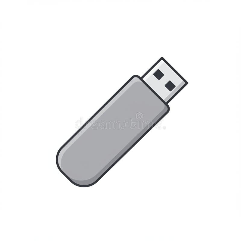 Grey USB Flash Drive Illustration on a White Background. the Device ...
