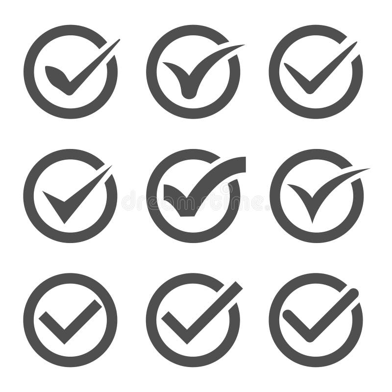 Check Mark Icons. Grey Tick Check Marks in Circles. Vector Stock Vector ...
