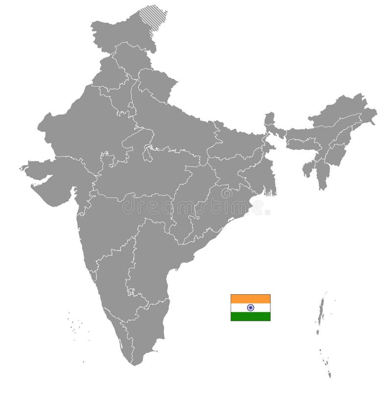 Grey Vector Political Map of India Stock Vector - Illustration of india ...