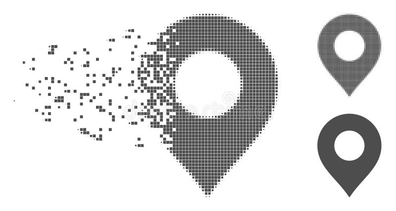 Broken Pixel Halftone Map Marker Icon Stock Vector - Illustration of ...