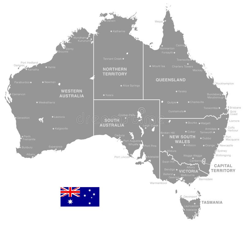 Grey Vector Political Map D'Australie Illustration de Vecteur ...