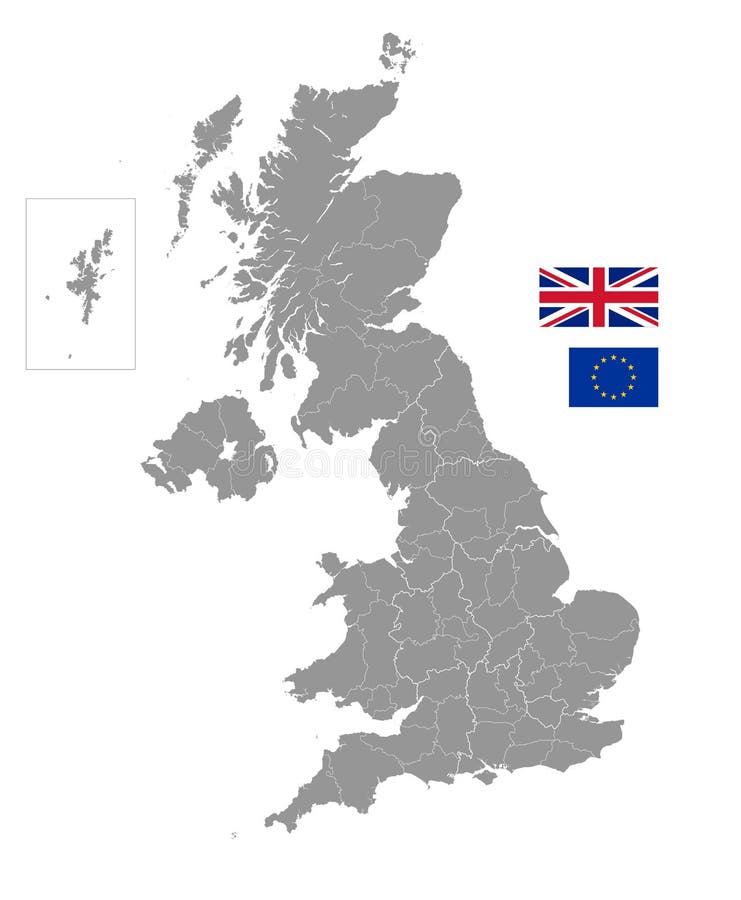 Grey Vector Political Map of the UK Stock Vector - Illustration of ...