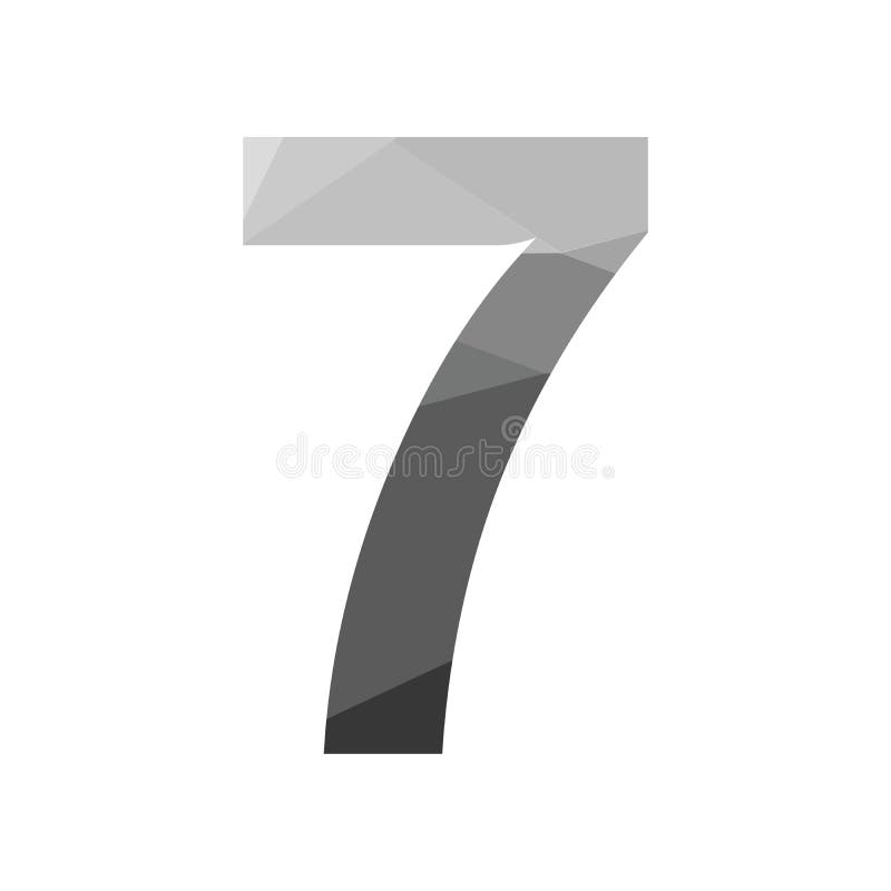 Grey Vector Polygon Seven Number Font with Long Shadow. Stock Vector ...